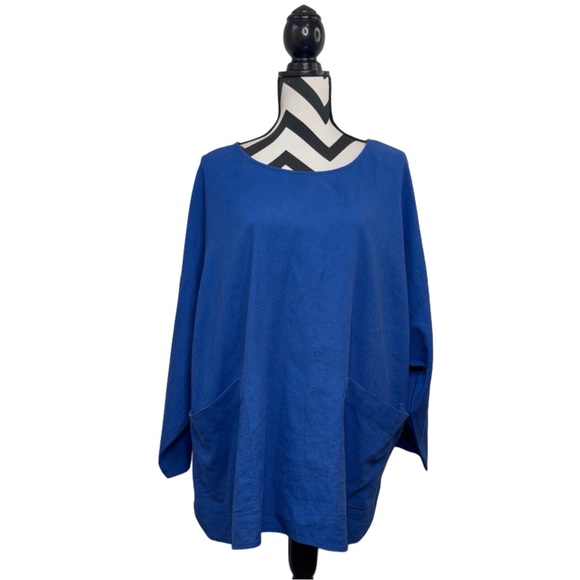 Tops | Contemporary Linen Blend Front Pocket Sz 22 Lagenlook Tunic Top ...